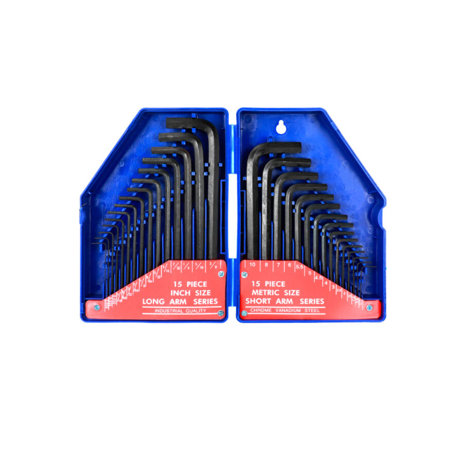 WORKPRO Long Arm Hex Key Set (METRIC&SAE) 30PC (WP222018) | Sangchaigroup